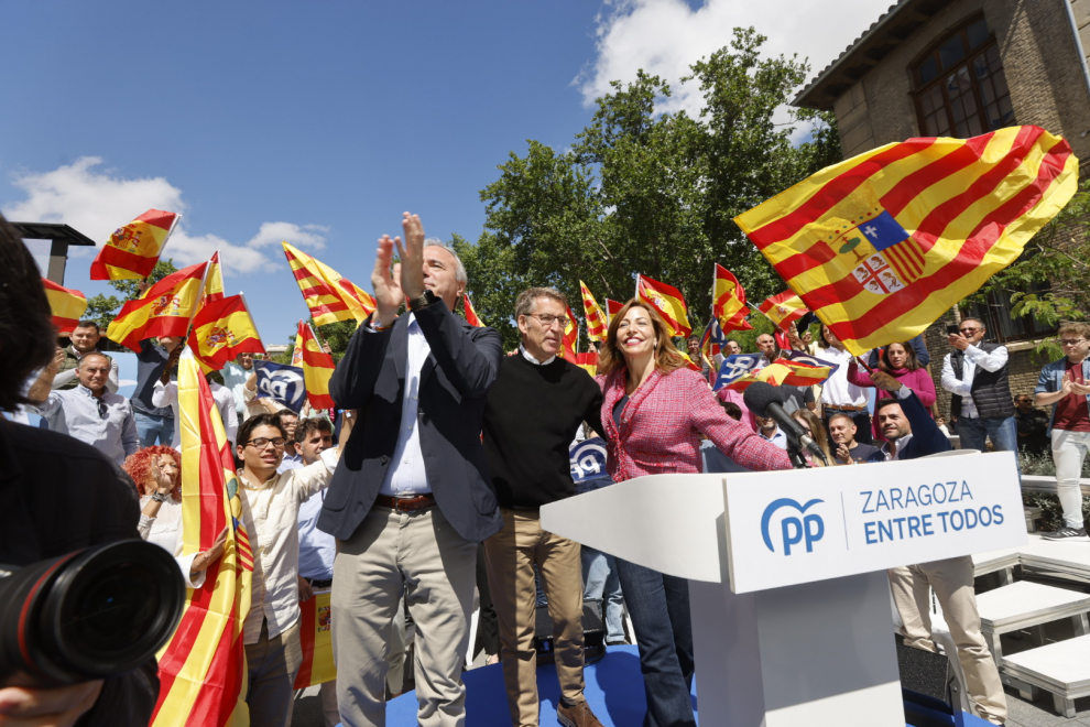Fotos del Mitin del PP en Zaragoza con Feijóo, Jorge Azcón y Natalia ...