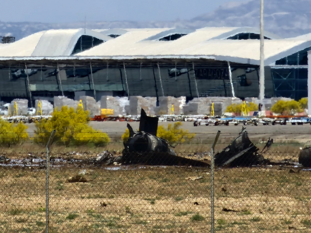 Imágenes del accidente del F18 en la Base Aérea de Zaragoza | Imágenes