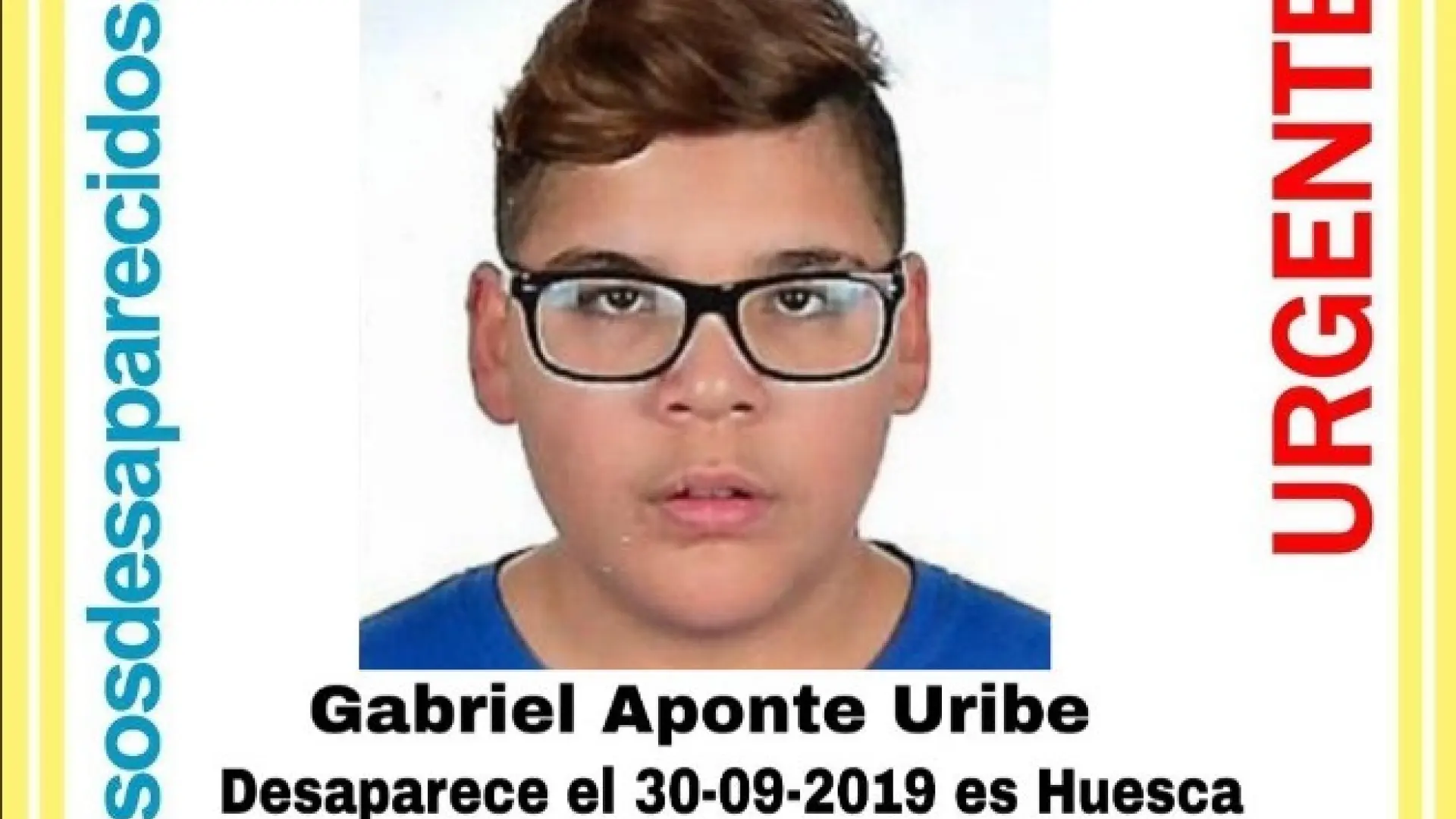 Buscan a Gabriel Aponte, un joven de 16 años desaparecido en Huesca
