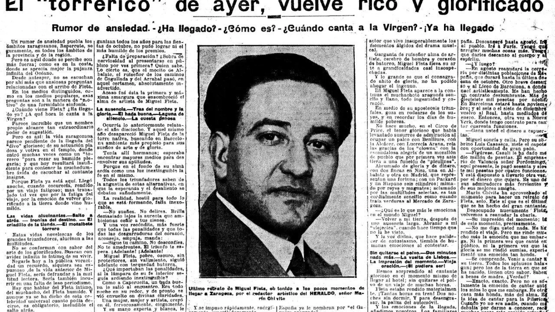 125 Historias de HERALDO DE ARAGÓN | La visita triunfal de Miguel Fleta