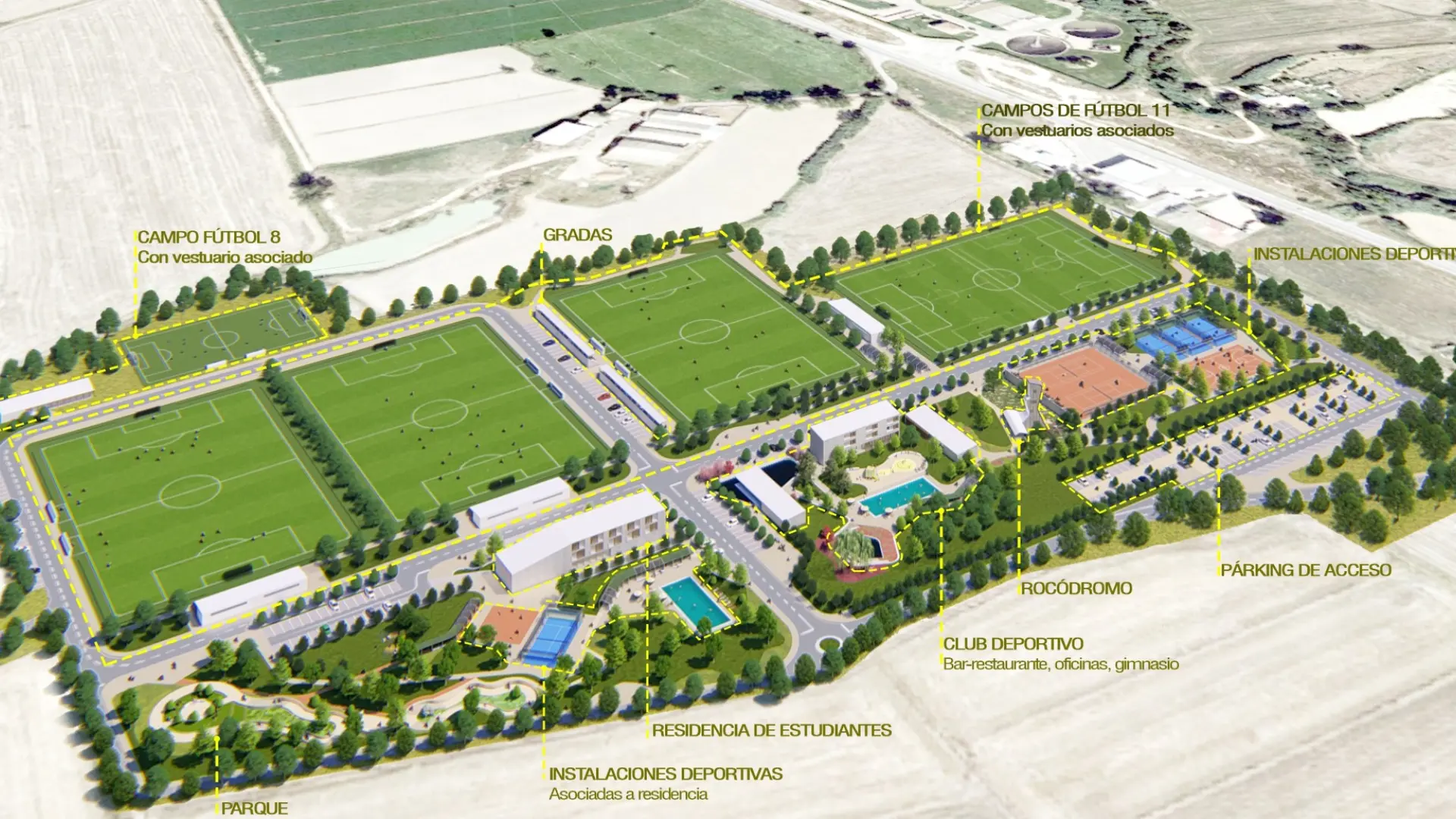 Un plan especial desarrollará un complejo de fútbol con 5 campos y una residencia en Huesca