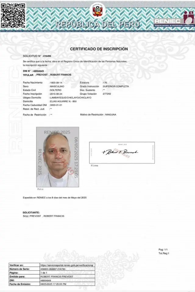 Los orígenes del nuevo Papa, León XIV, y de su madre, Mildred Martínez