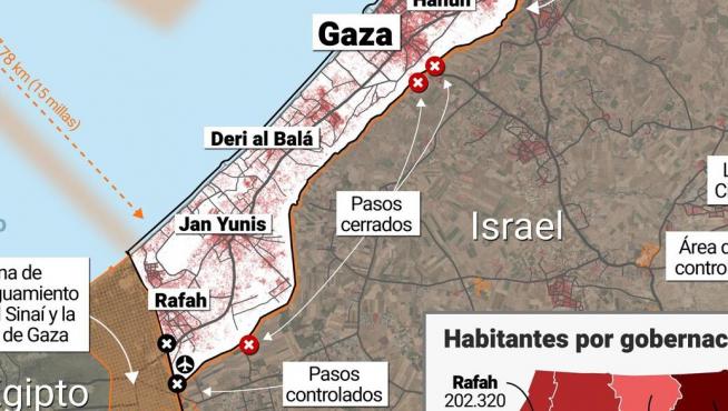 Dónde está Gaza, el mapa de la franja y zonas clave del conflicto entre ...