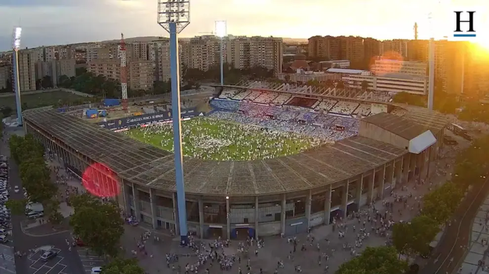 Los últimos minutos de la Romareda, en 'timelapse'