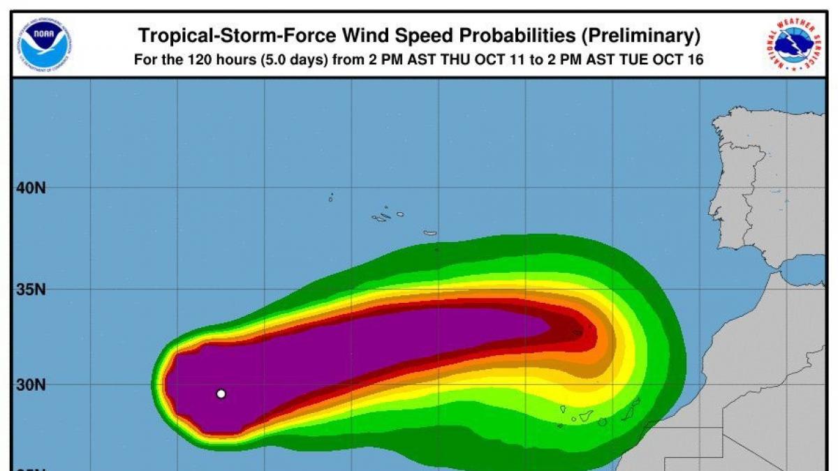 El huracán Leslie se aleja de Canarias en dirección al Golfo de Cádiz ...