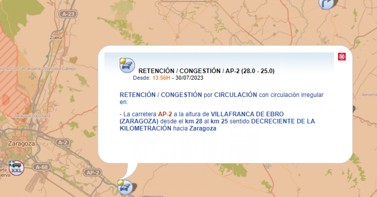 Restablecida la circulación en la Ap-2 tras un accidente que ha causado retenciones a la altura ...