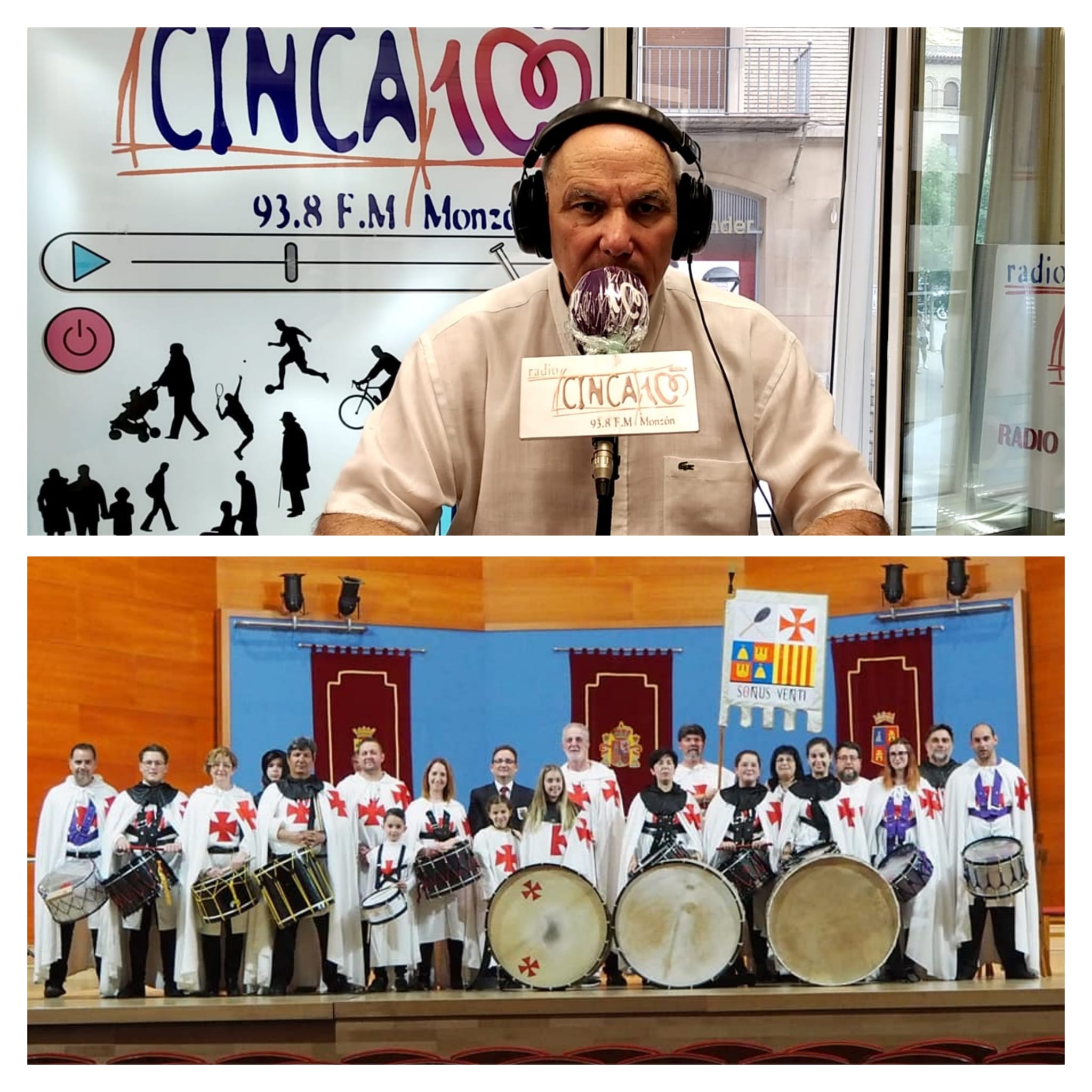 La banda templaria de tambores Sonus Venti y el locutor Carlos Ansaldo ...