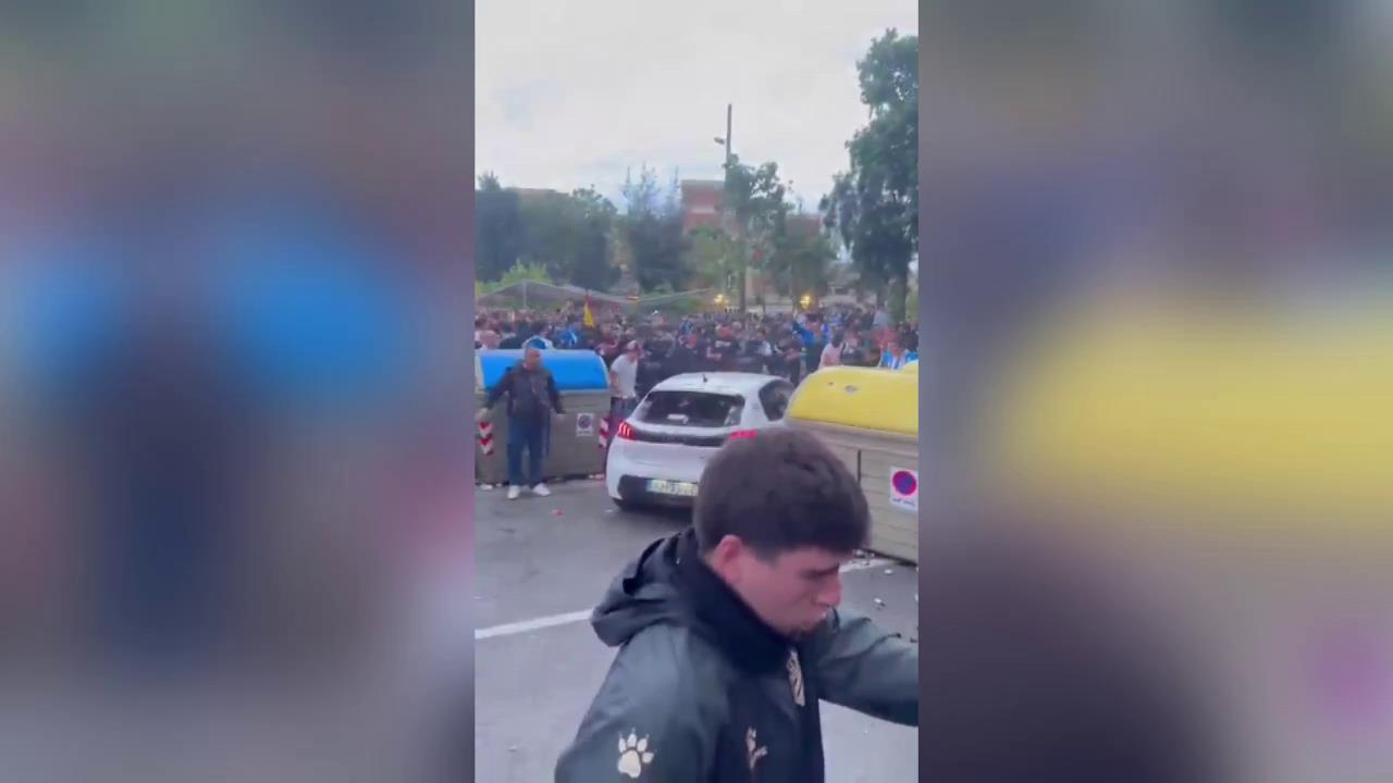 Vídeo del atropello masivo antes del partido Espanyo-FC Barcelona